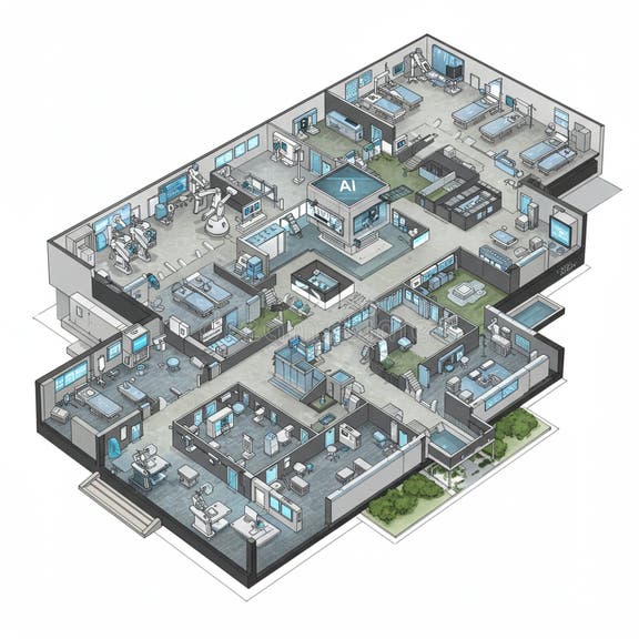 Isometric Illustration of a Modern, High-tech Facility Layout. the ...