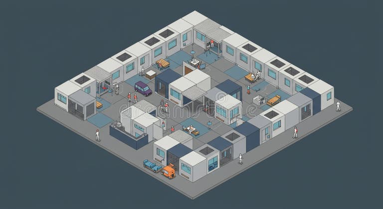 Isometric Illustration of a Modern, Modular Office Complex. the Design Features Stock ...
