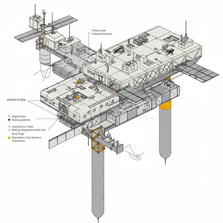 Isometric Illustration of a Modern Offshore Platform. the Structure ...