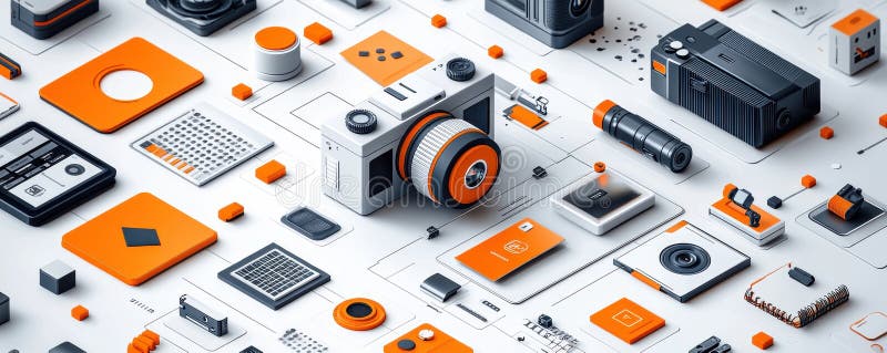 Isometric Illustration of Modern Technology Gadgets and Elements in ...