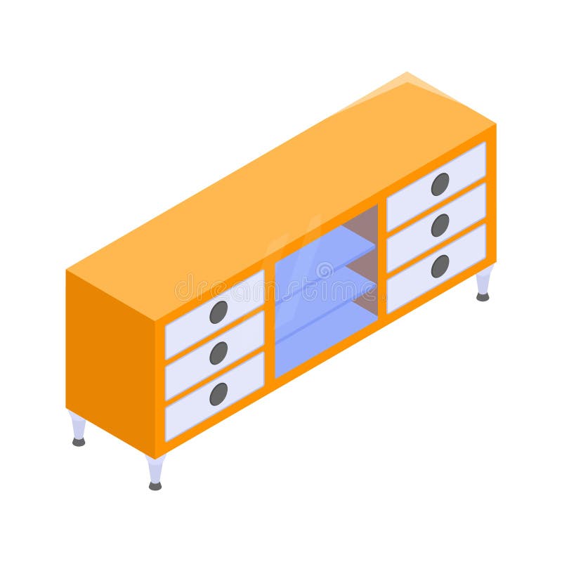 An Isometric Illustration of a Modern TV Stand. Stock Vector ...