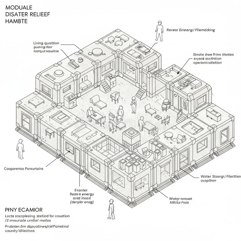 Modular Disaster Relief Habitat Stock Illustrations – 3 Modular ...