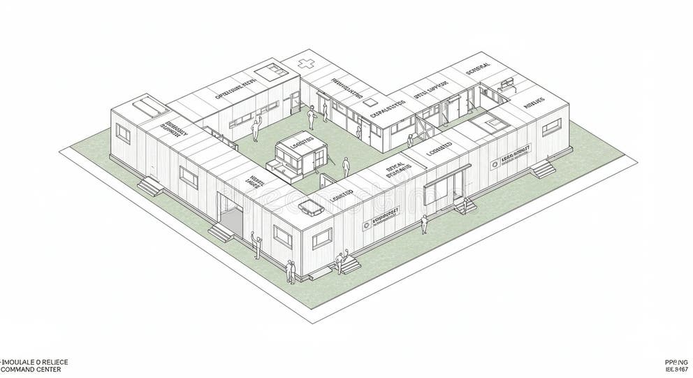 Isometric Illustration of a Modular Emergency Command Center Layout ...