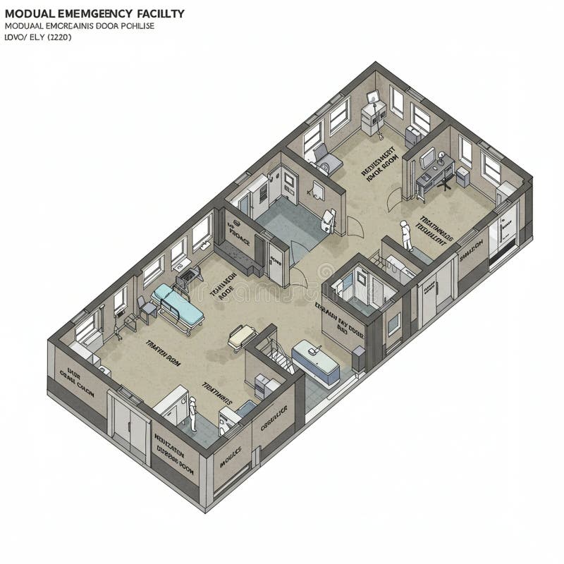 Isometric Illustration of a Modular Emergency Facility Layout. the ...