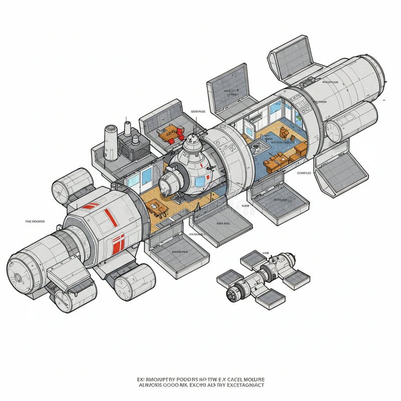 Isometric Illustration of a Modular Spacecraft with Cutaway View ...