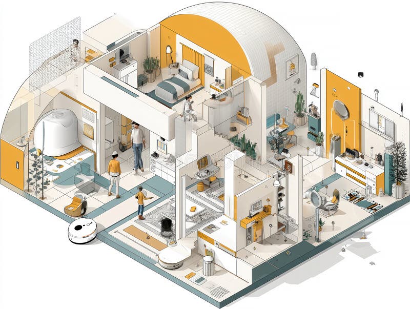 An Isometric Illustration of a Multi-level Space Station or Spacecraft ...