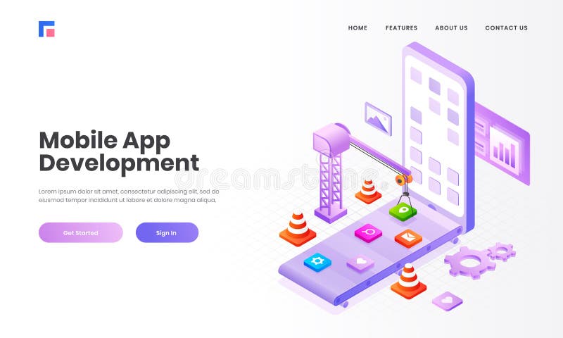 Isometric Illustration of Multiple Application, Apps Under Maintenance ...