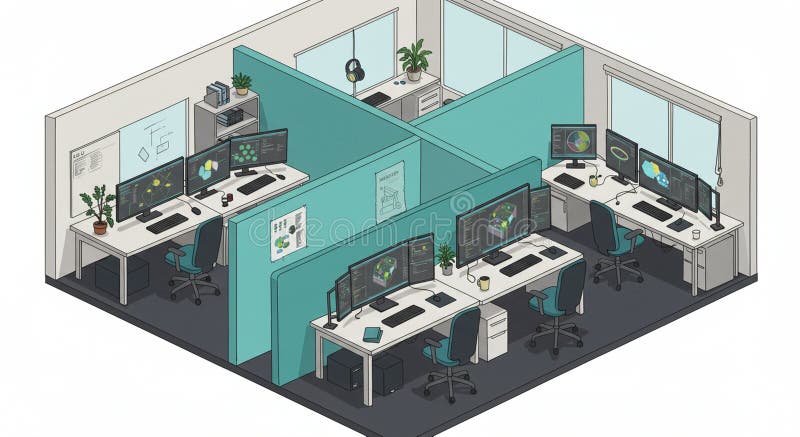 Ergonomic Office Cubicle Illustration Stock Illustrations – 103 ...