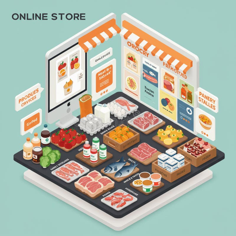 Online Grocery Store Interface Stock Illustrations – 1,336 Online ...