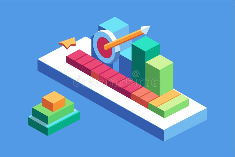 Isometric Illustration of a Progress Bar with Target and Arrow ...