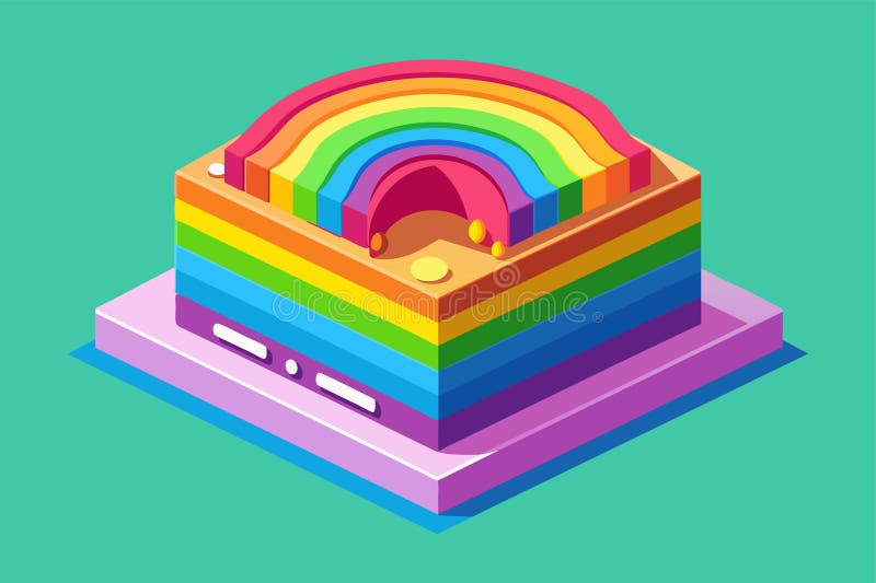 Isometric Illustration of a Rainbow Colored Box with a Rainbow Pattern ...