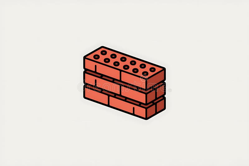 Isometric Illustration of Red Brick Wall Construction Element Stock ...