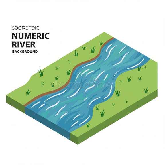 Isometric Illustration of a River on a Green Terrain. the River Flows ...
