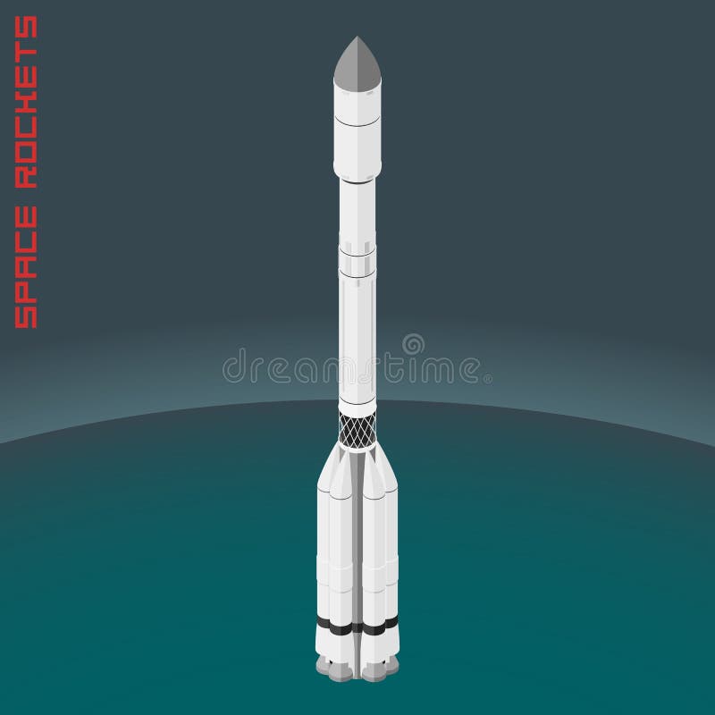 Isometric Illustration Russian Space Rocket Proton Stock Vector ...
