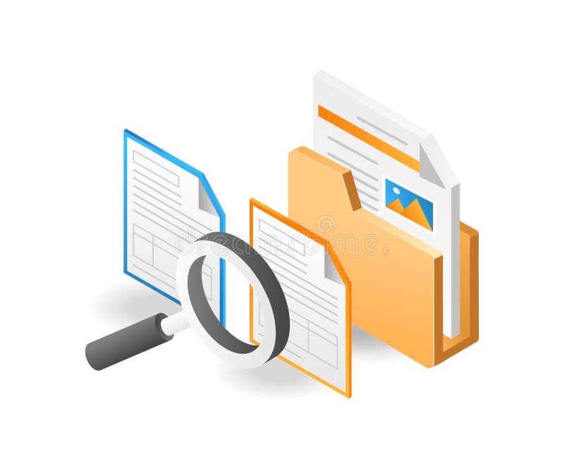 Isometric Illustration of Selecting Data in a Folder Stock Illustration ...