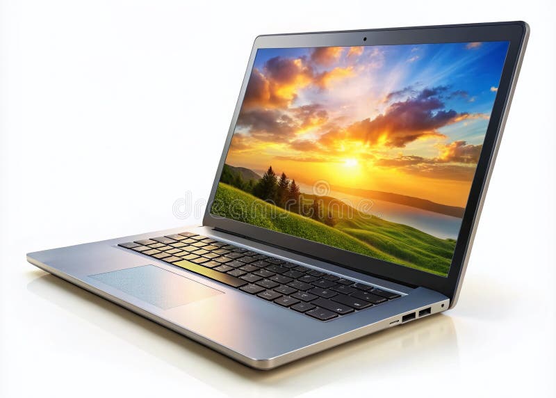 Modern Open Laptop Rear View Isometric Perspective for Productivity and ...