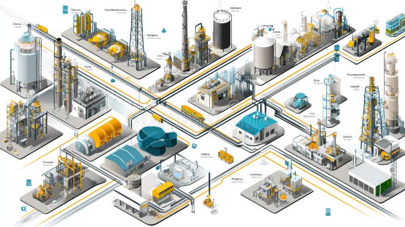 Isometric Illustration Showcasing Refinery Infrastructure Processing ...