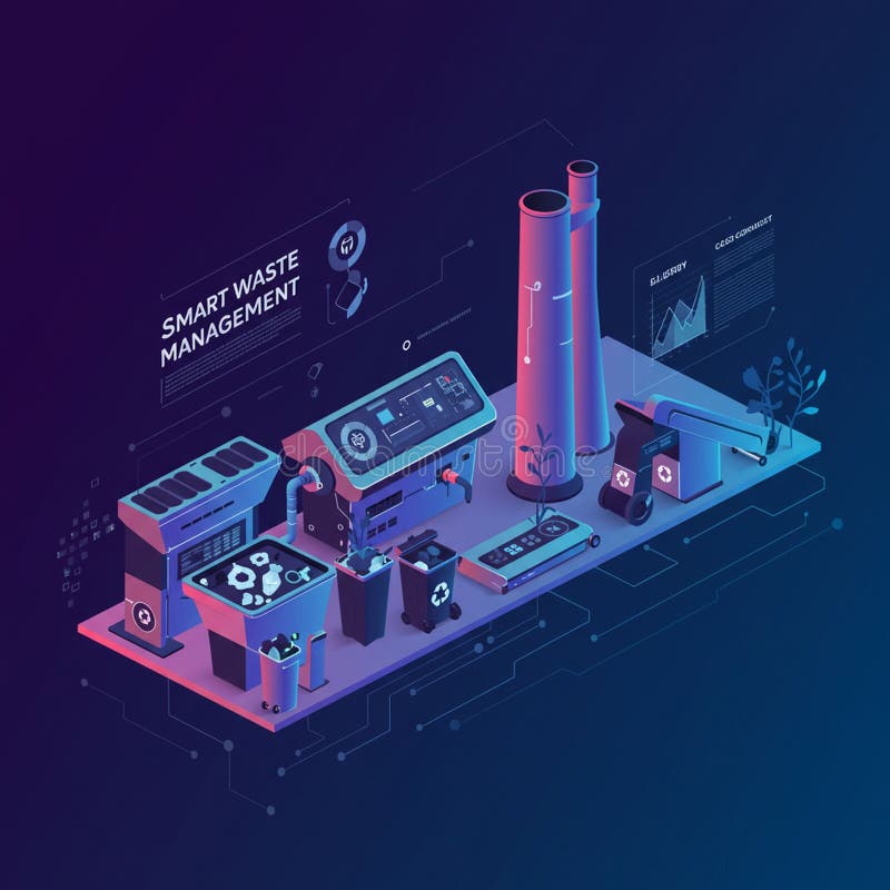 Isometric Illustration Showcasing a Smart Waste Management System ...