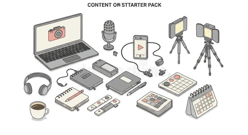 Content Creator Starter Pack Stock Illustration - Illustration of ...