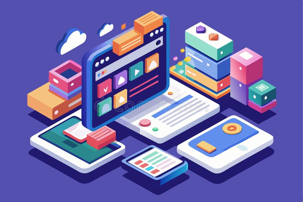 An Isometric Illustration Shows Customizable Mobile Browsers with ...