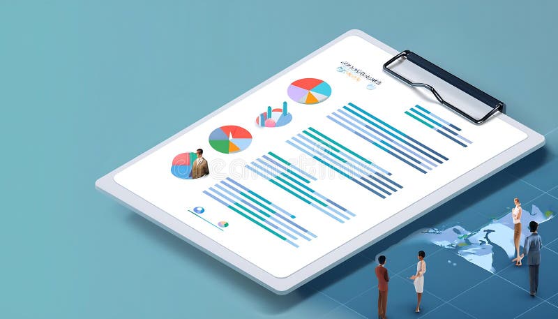 Isometric Illustration Shows Data Checklist Analysis of People Stock ...