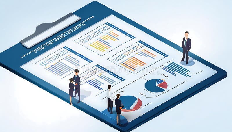 Isometric Illustration Shows Data Checklist Analysis of People Stock ...