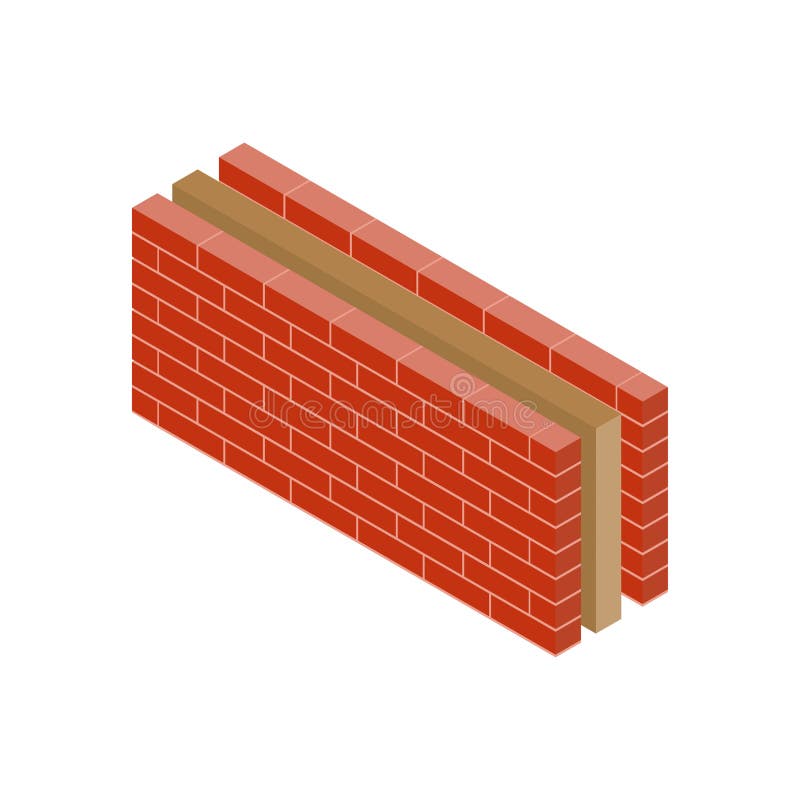 Isometric Illustration Shows a Double-layered Brick Wall with a ...