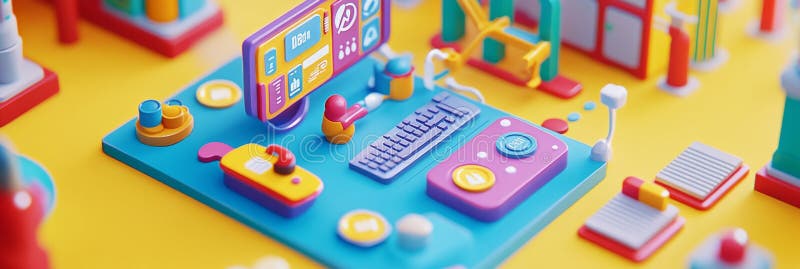 An Isometric Illustration Shows a Person Observing a Computer Screen ...