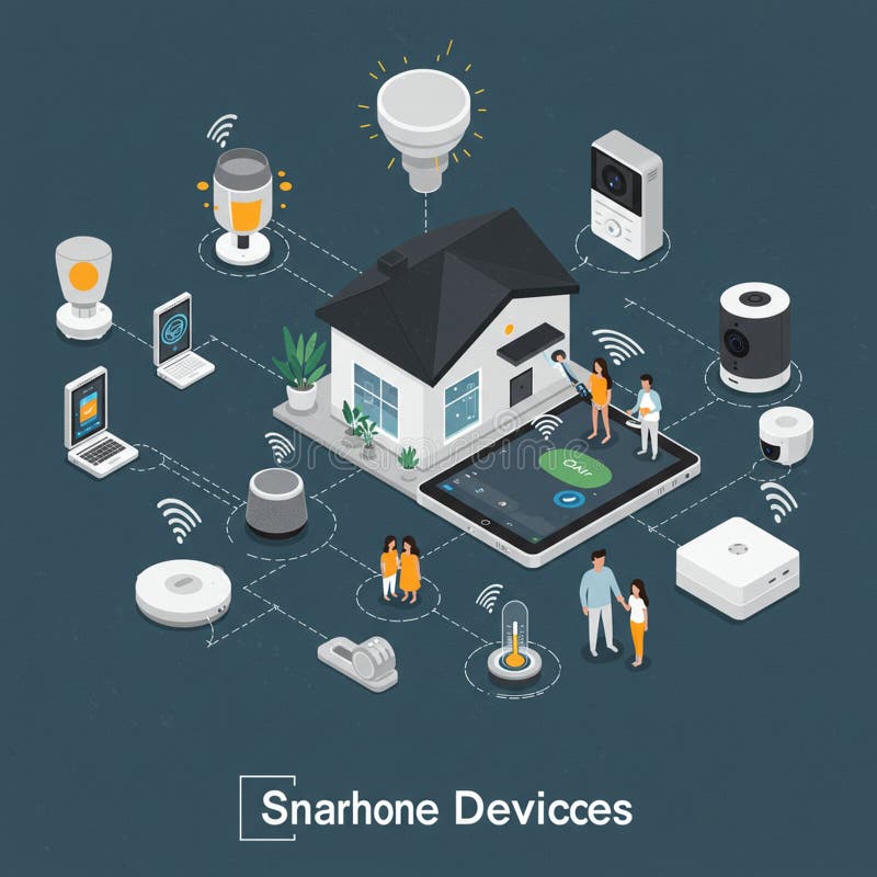 Isometric Illustration of a Smart Home Ecosystem Featuring Various ...