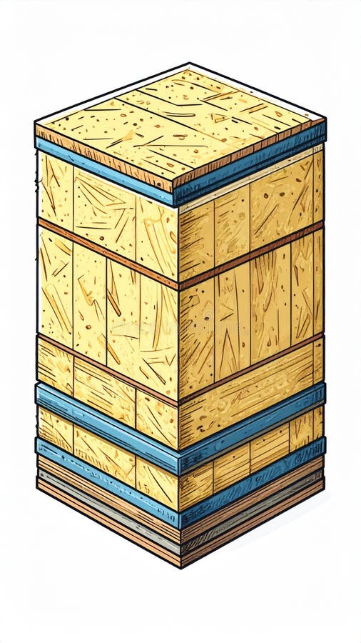 Isometric Illustration of a Stacked Wood Structure Stock Illustration ...