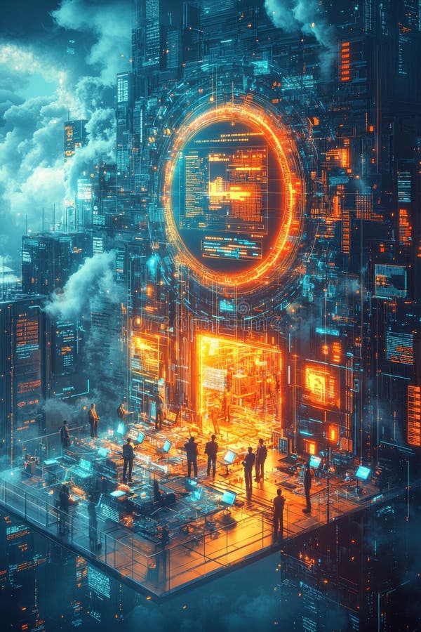 Isometric Illustration of a Technology-driven Workspace with ...