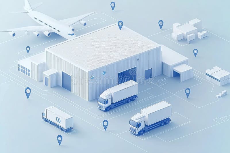 Isometric Illustration of Warehouse Logistics and Transportation Stock ...