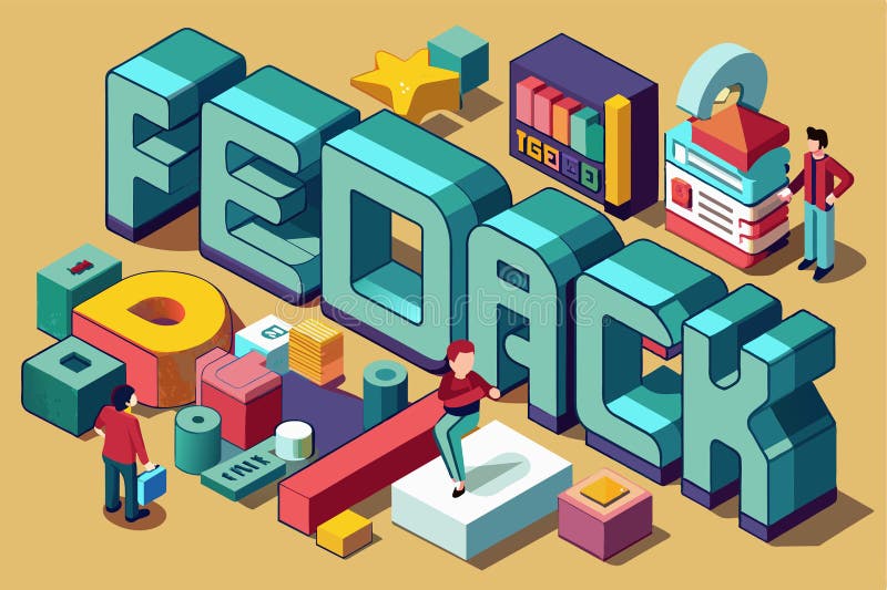Isometric Illustration of the Word Feedback with People and Geometric ...