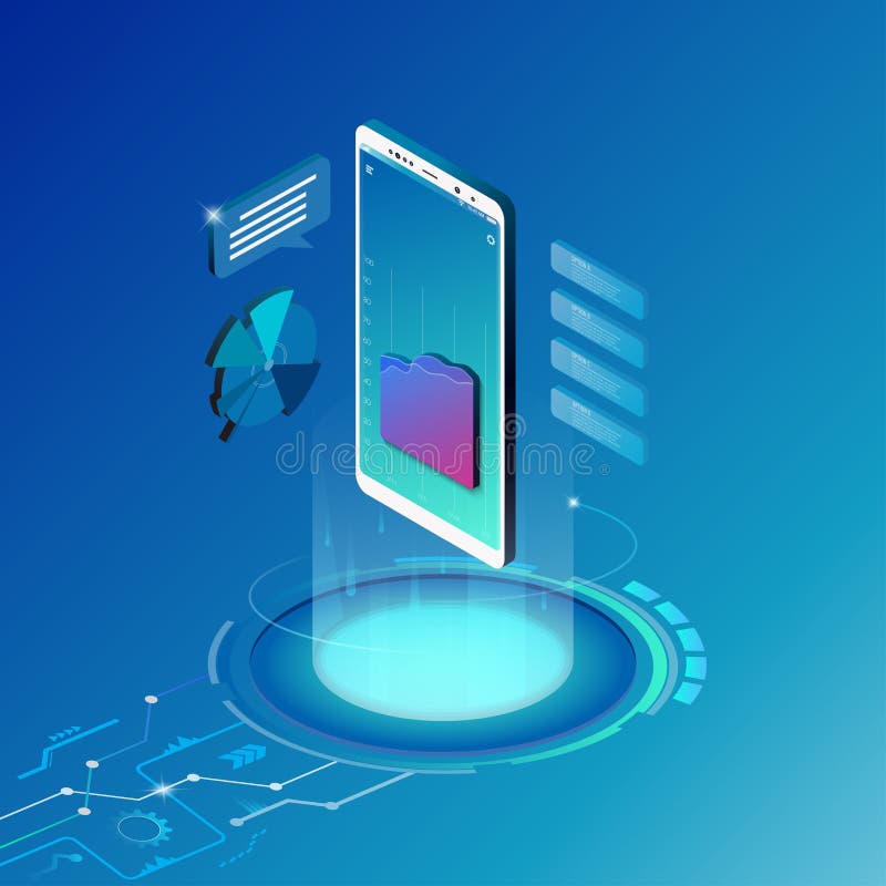 Isometric Illustrations Design Concept Mobile Technology Solution ...
