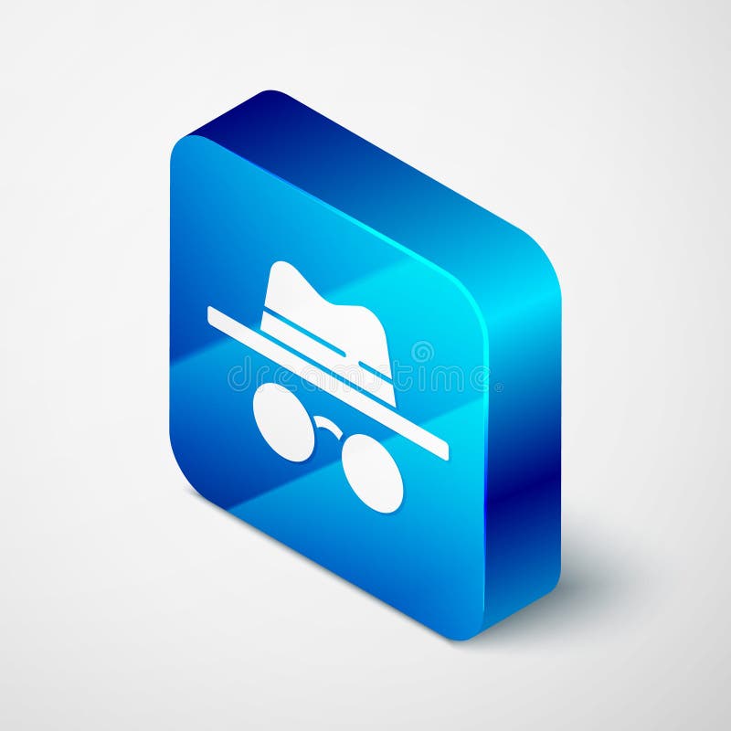 Isometric Incognito Mode Icon Isolated on Blue and Orange Background ...