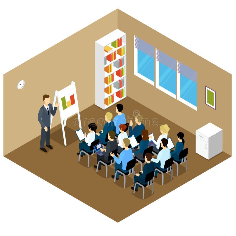 Isometric Indoor Classes Composition Stock Vector - Illustration of ...