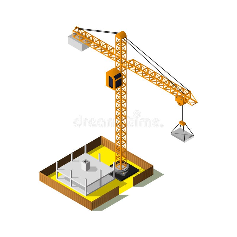 Isometric Industrial Crane. Stock Illustration - Illustration of ...