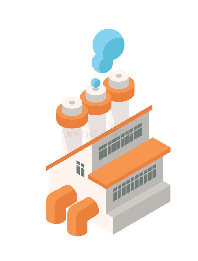 Isometric Industrial Factory Building Object or Icon - Element for Web ...