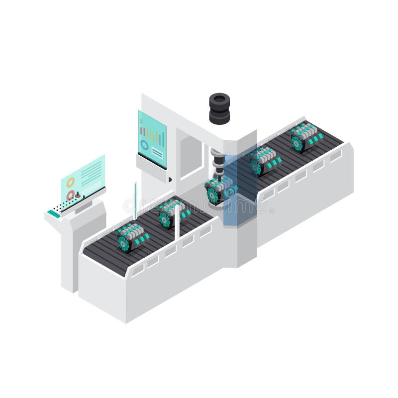 Isometric Industrial Robots Stock Vector - Illustration of professional ...