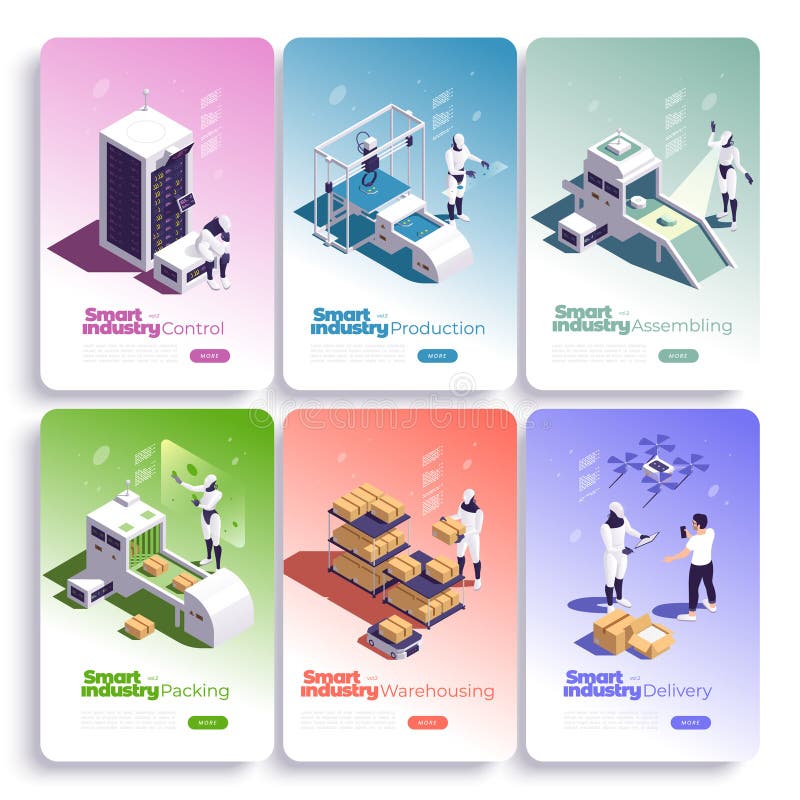 Isometric Industry Mini Compositions Set Stock Illustration ...