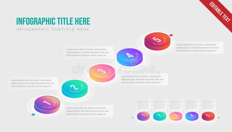 Isometric Infographic Colorful Gradient Circle Object Step by Step ...