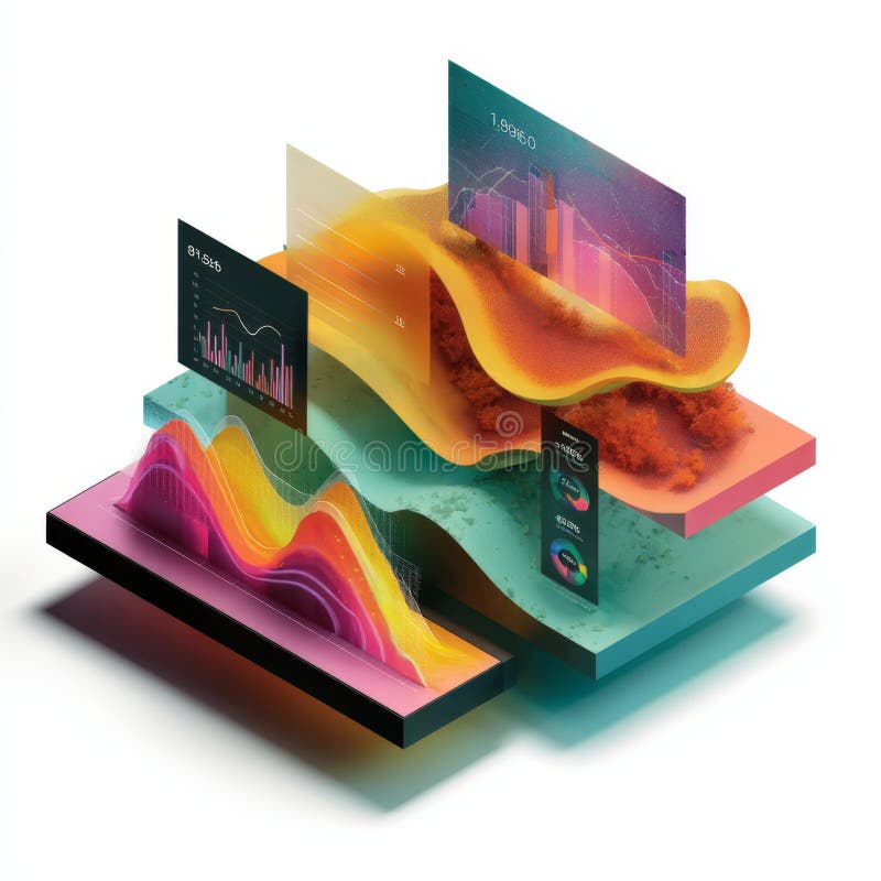 Isometric Infographic with Layered Data Charts and Abstract Analytics ...