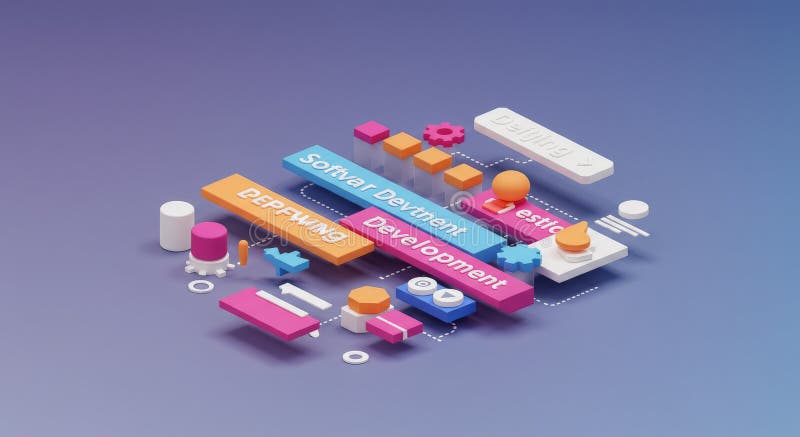 An Isometric Infographic Showcasing Various Stages in Software ...