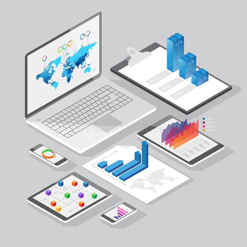 Set of Isometric Infographics Design Elements Stock Vector ...