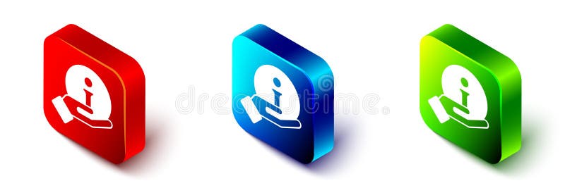 Isometric Information Icon Isolated on White Background. Red, Blue and ...