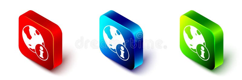 Isometric Information Icon Isolated on White Background. Red, Blue and ...
