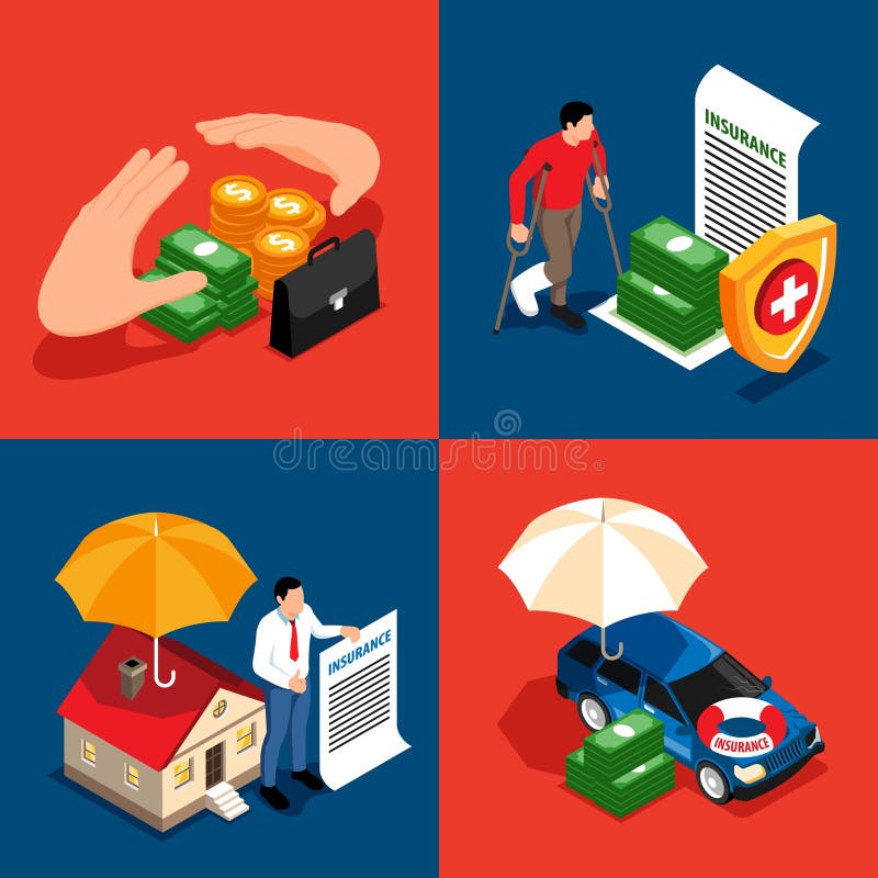 Isometric Insurance Illustration Collection Stock Illustration ...