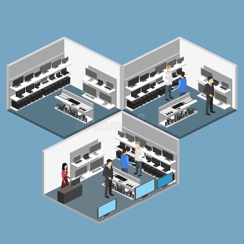 Computers Electronics Store Building Interior Stock Illustrations – 27 ...