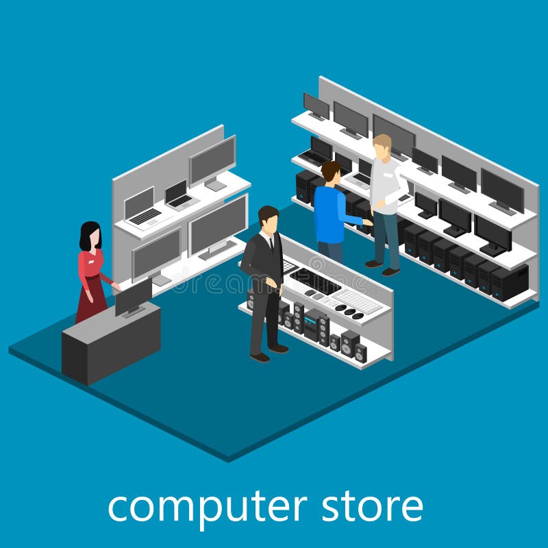 Computers Electronics Store Building Interior Stock Illustrations – 24 ...