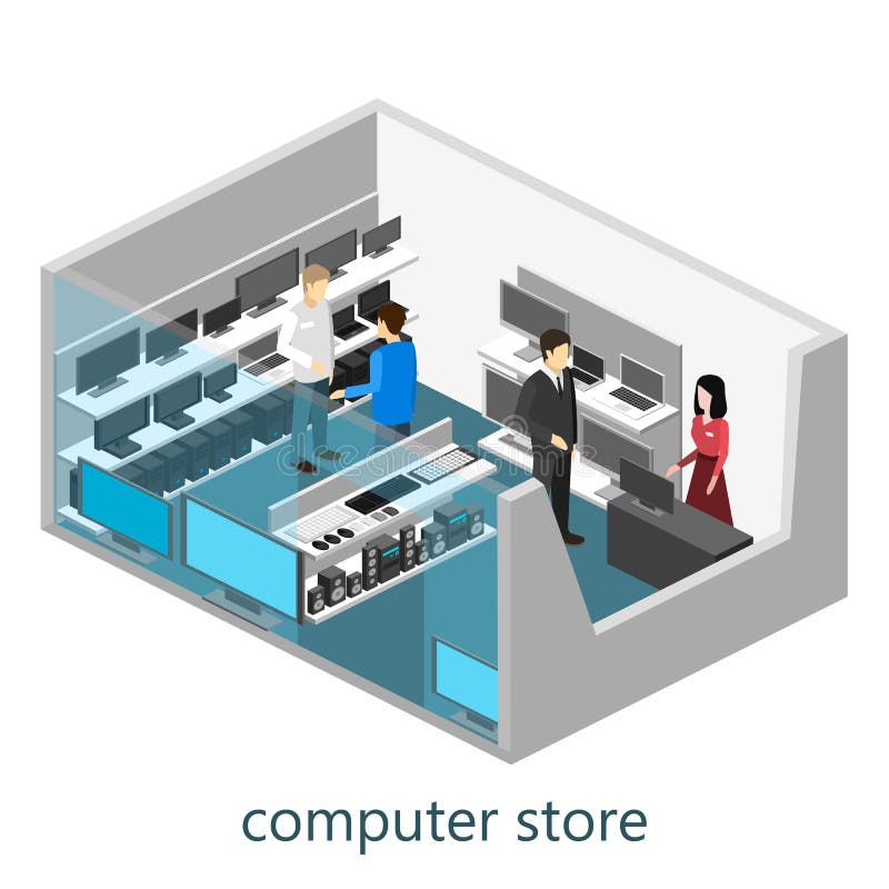 Computers Electronics Store Building Interior Stock Illustrations – 24 ...